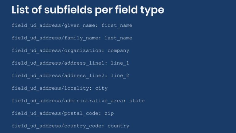 Drupal migrations reference: List of subfields per field type - Understand Drupal